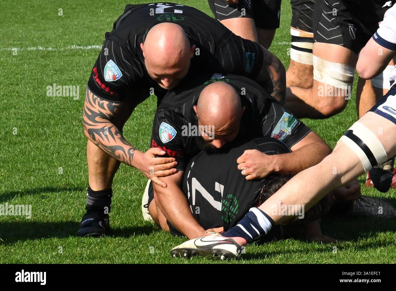 Padova, Italy. 08th Mar, 2025. Action of tackling during the match ...
