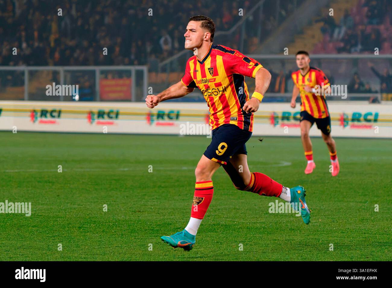 Lecce, Italy. 08th Mar, 2025. Nikola Krstovic of US Lecce celebrates ...