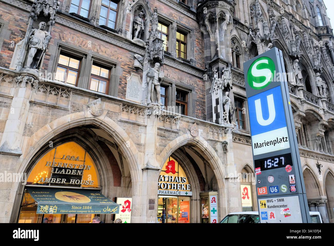 Sign at the entrance to the Marienplatz U-Bahn interchange subway ...