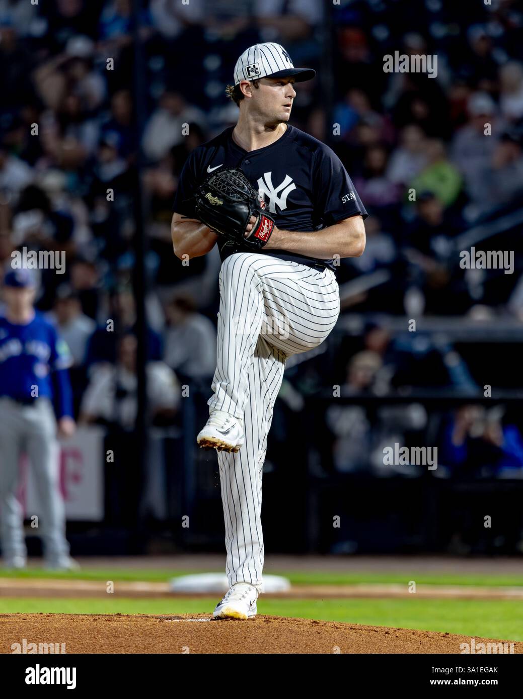 New York Yankees starting pitcher Gerrit Cole on the mound at a ...