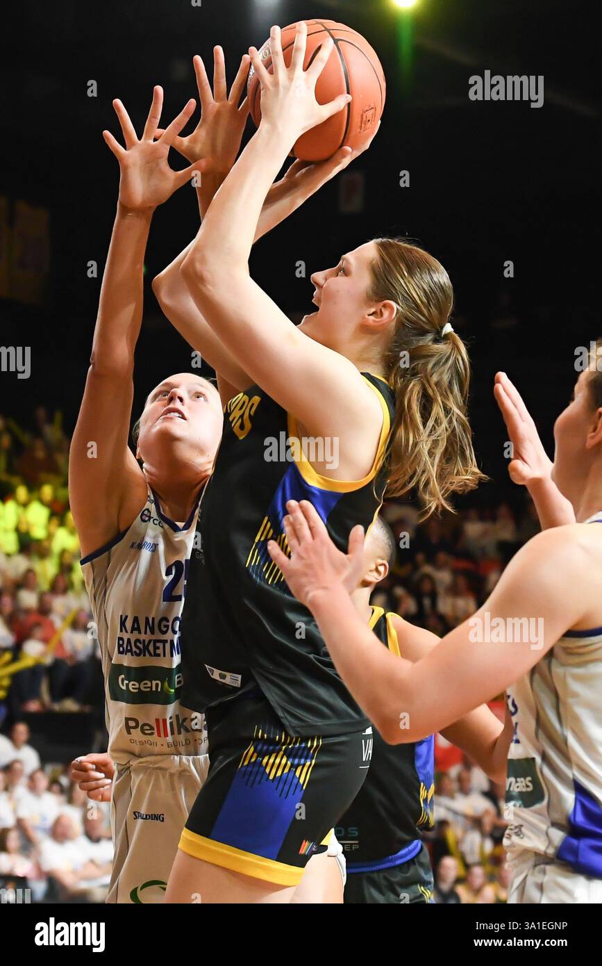 Mechelen's Cate Reese and Castors' Lin Schwarz pictured in action ...