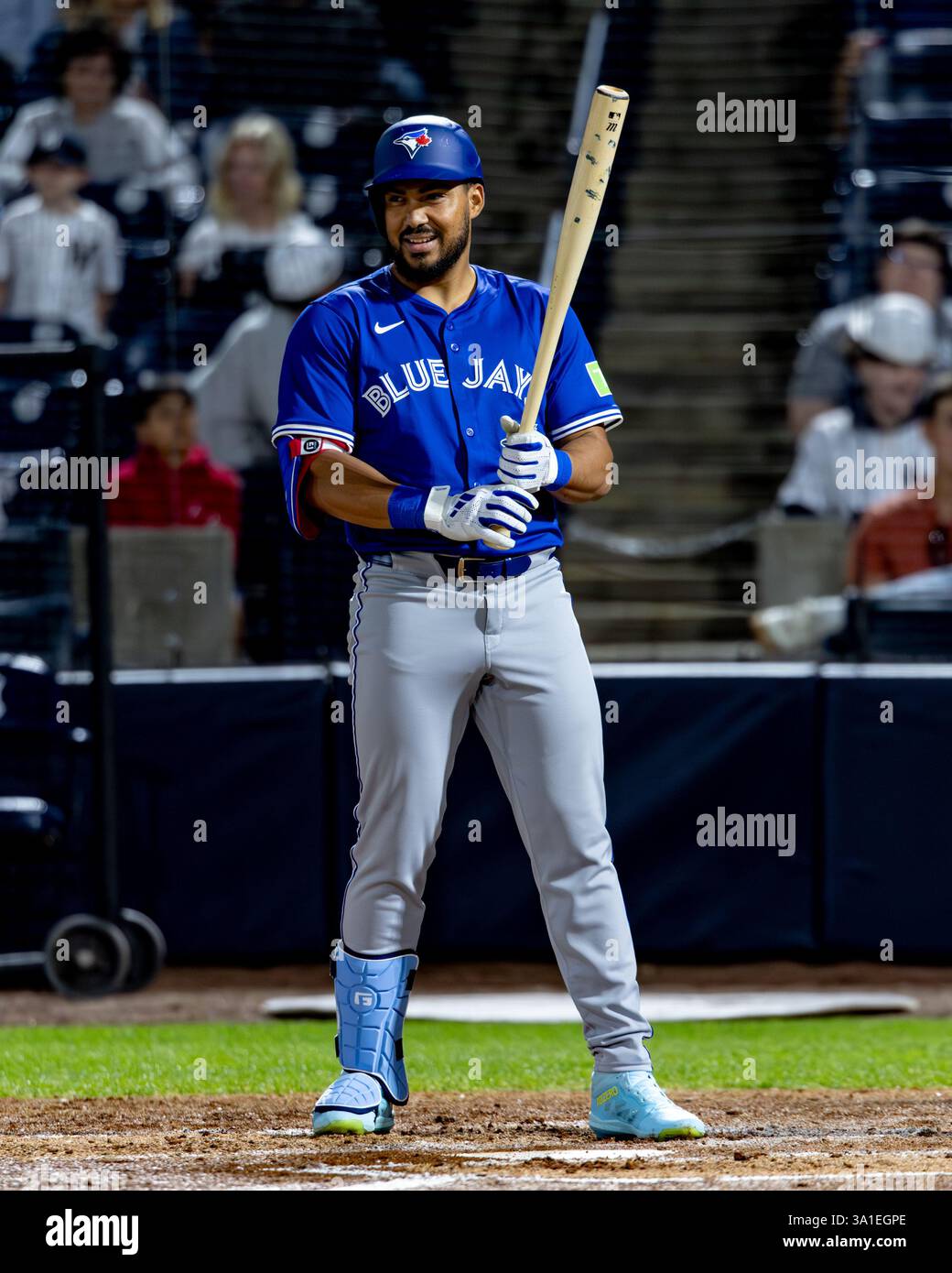 Toronto Blue Jays outfielder Anthony Santander up to bat at a baseball ...