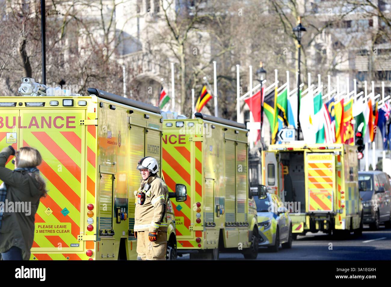 March 8, 2025, London, England, UK: Emergency services attend the ...