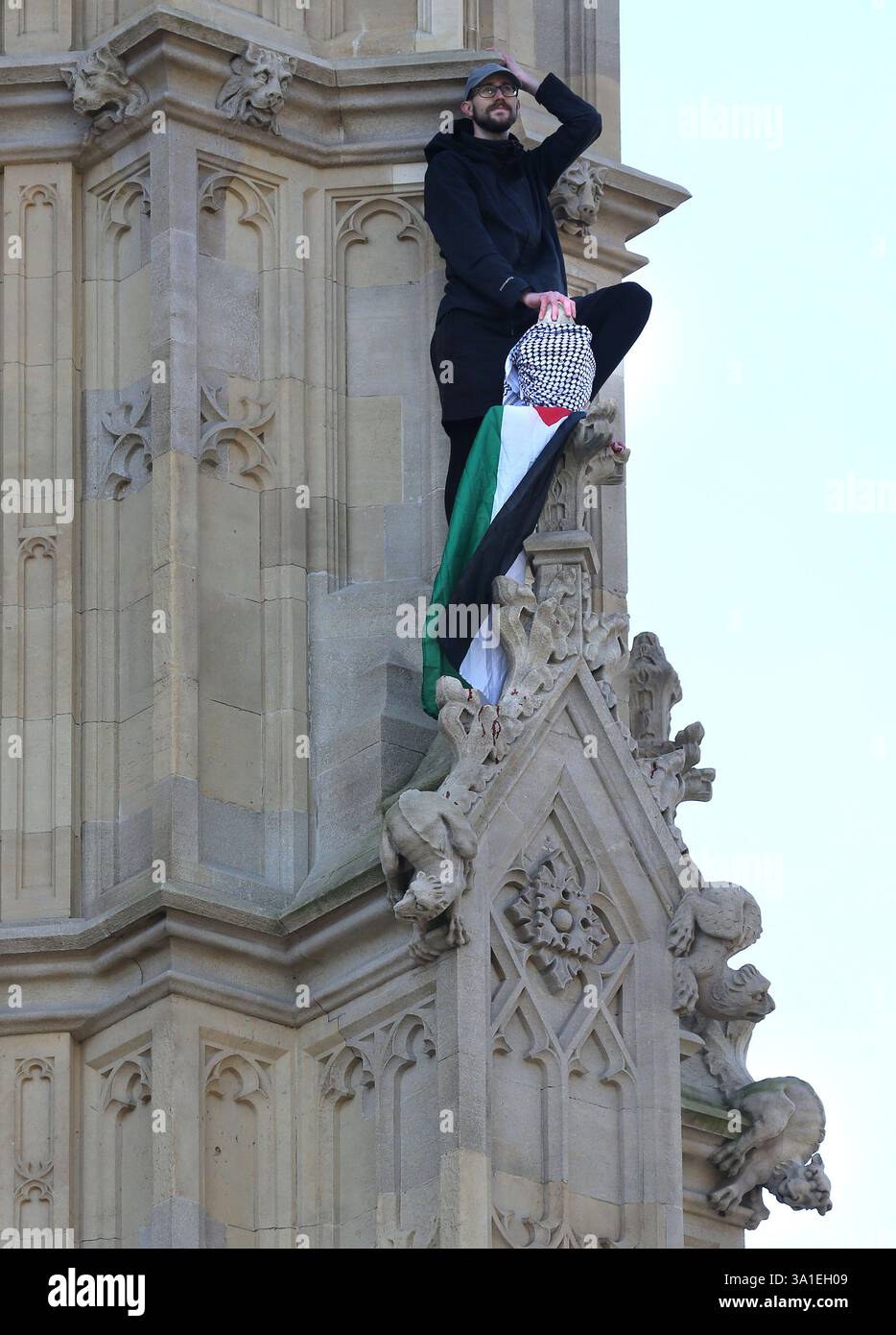 March 8, 2025, London, England, UK: A protester takes the Palestinian ...