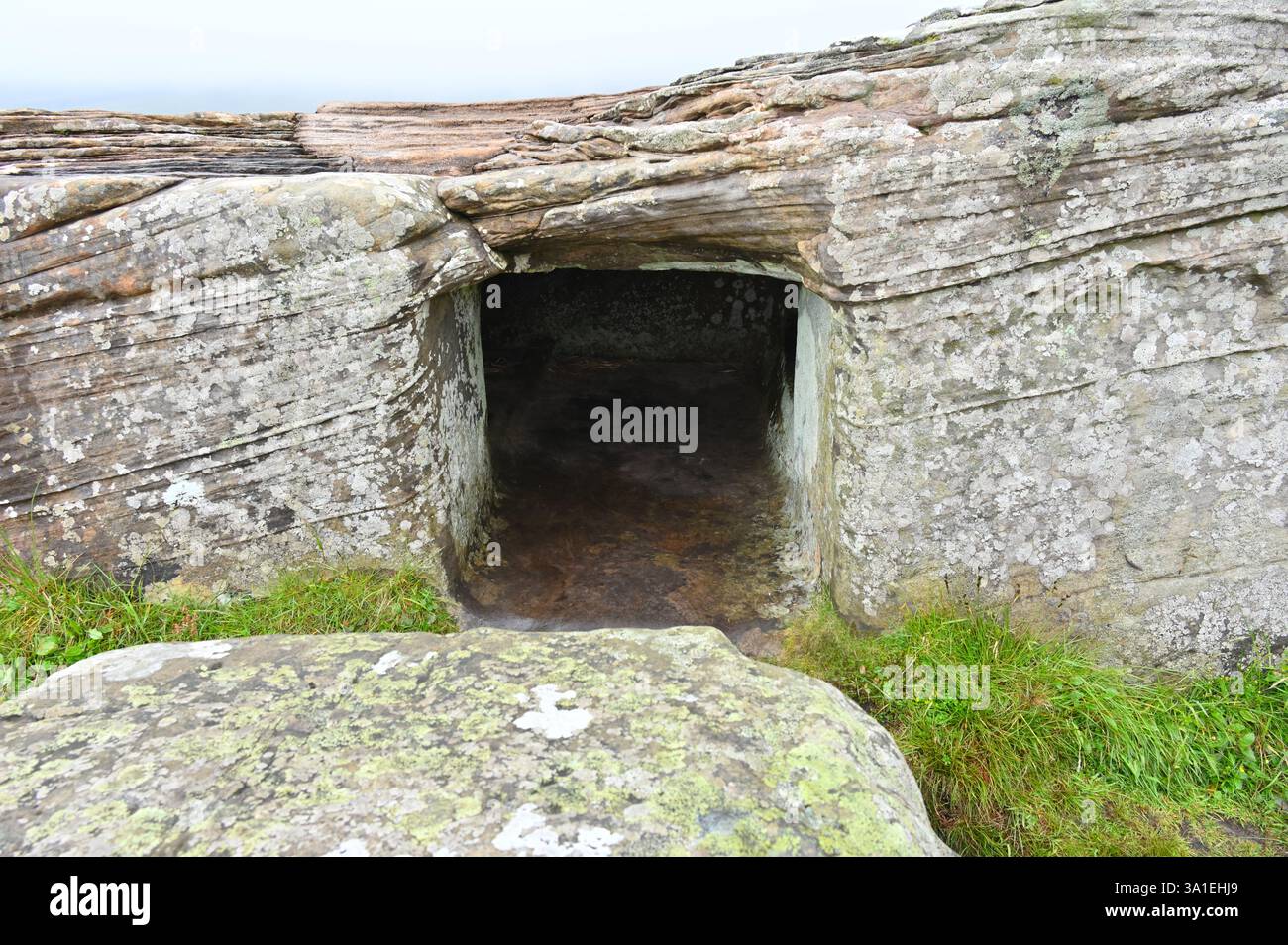 Dwarfie Stane, prehistoric tomb carved from Devonian Old Red Sandstone ...