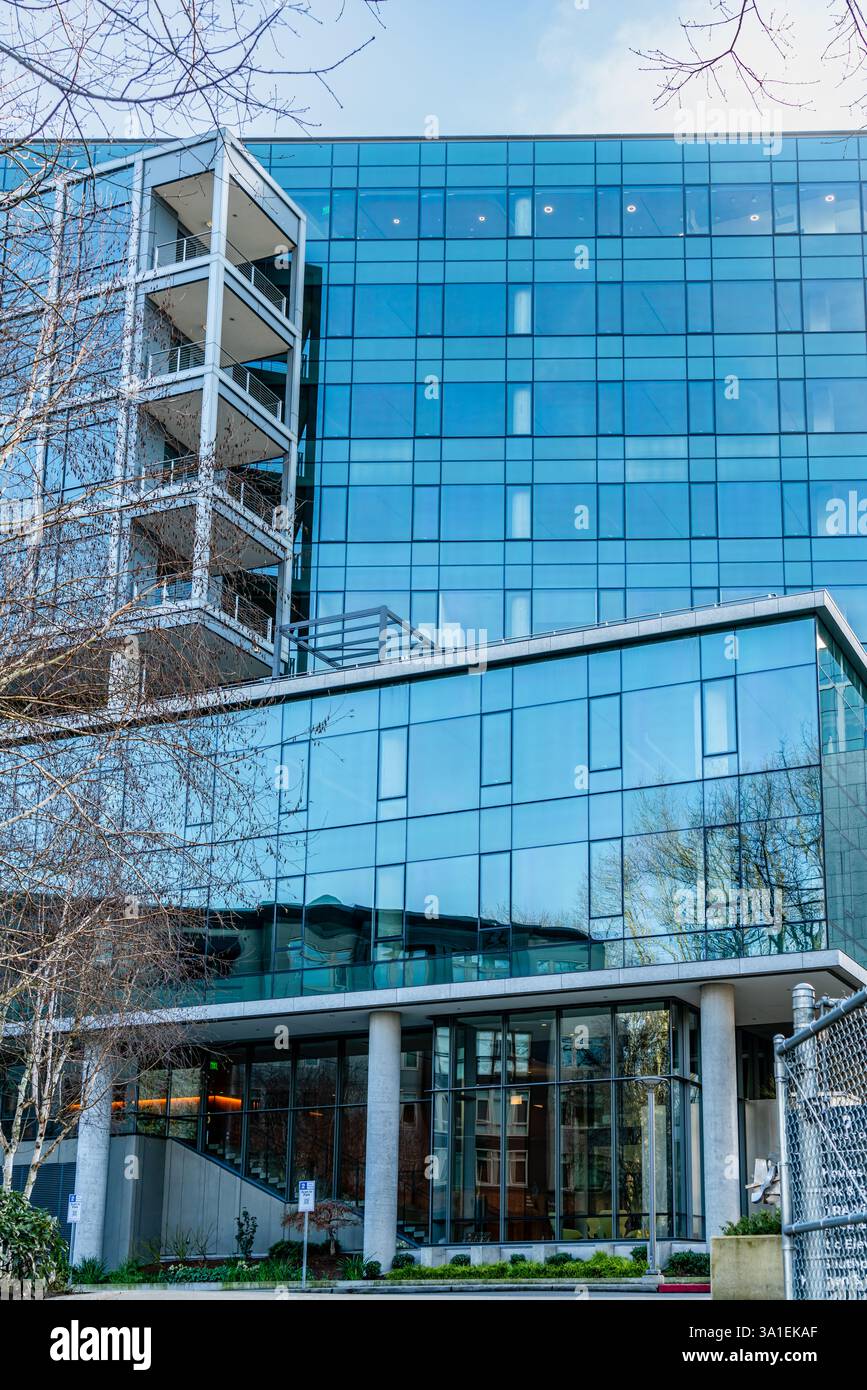 A veiw of windows on buildings in Renton, Washington Stock Photo - Alamy