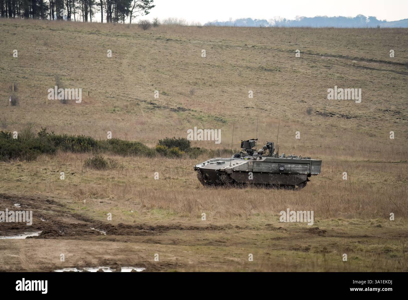 a British army General Dynamics Ajax Ares tank being tested in ...