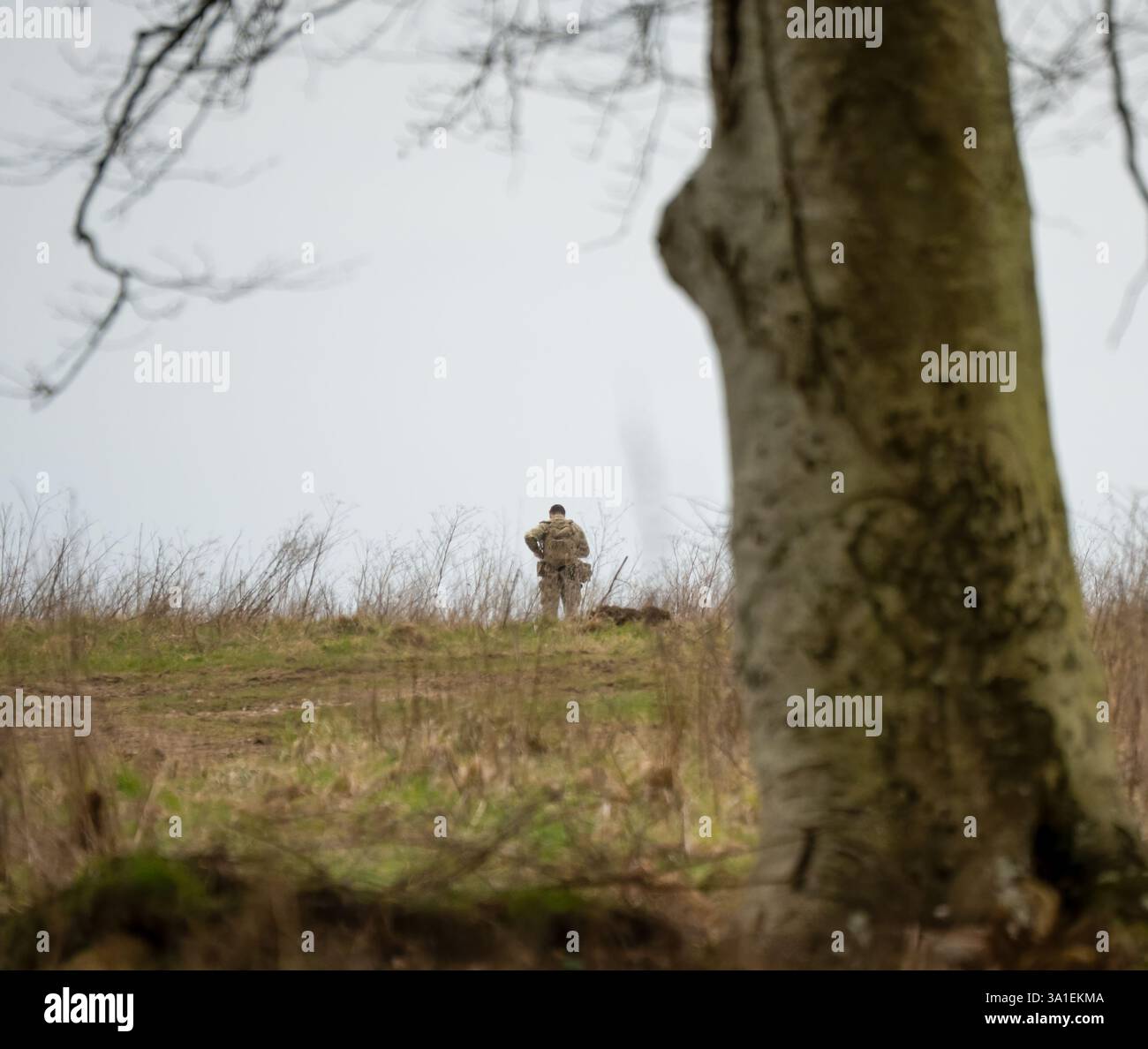 British army soldiers completing an 8 mile combat fitness test tabbing ...