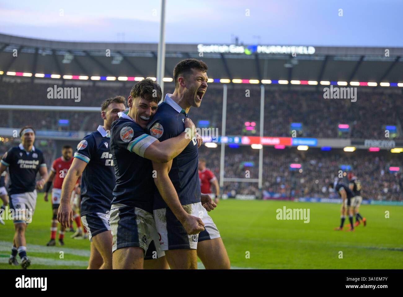 Edinburgh, Scotland, 8th March 2025. Blair Kinghorn of Scotland scores ...