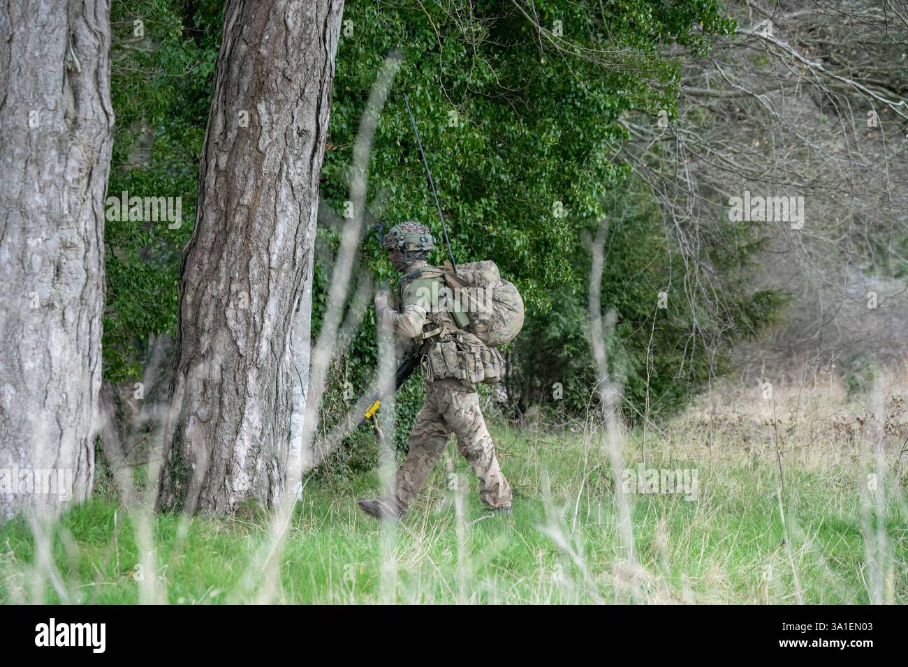 British army soldiers completing an 8 mile combat fitness test tabbing ...