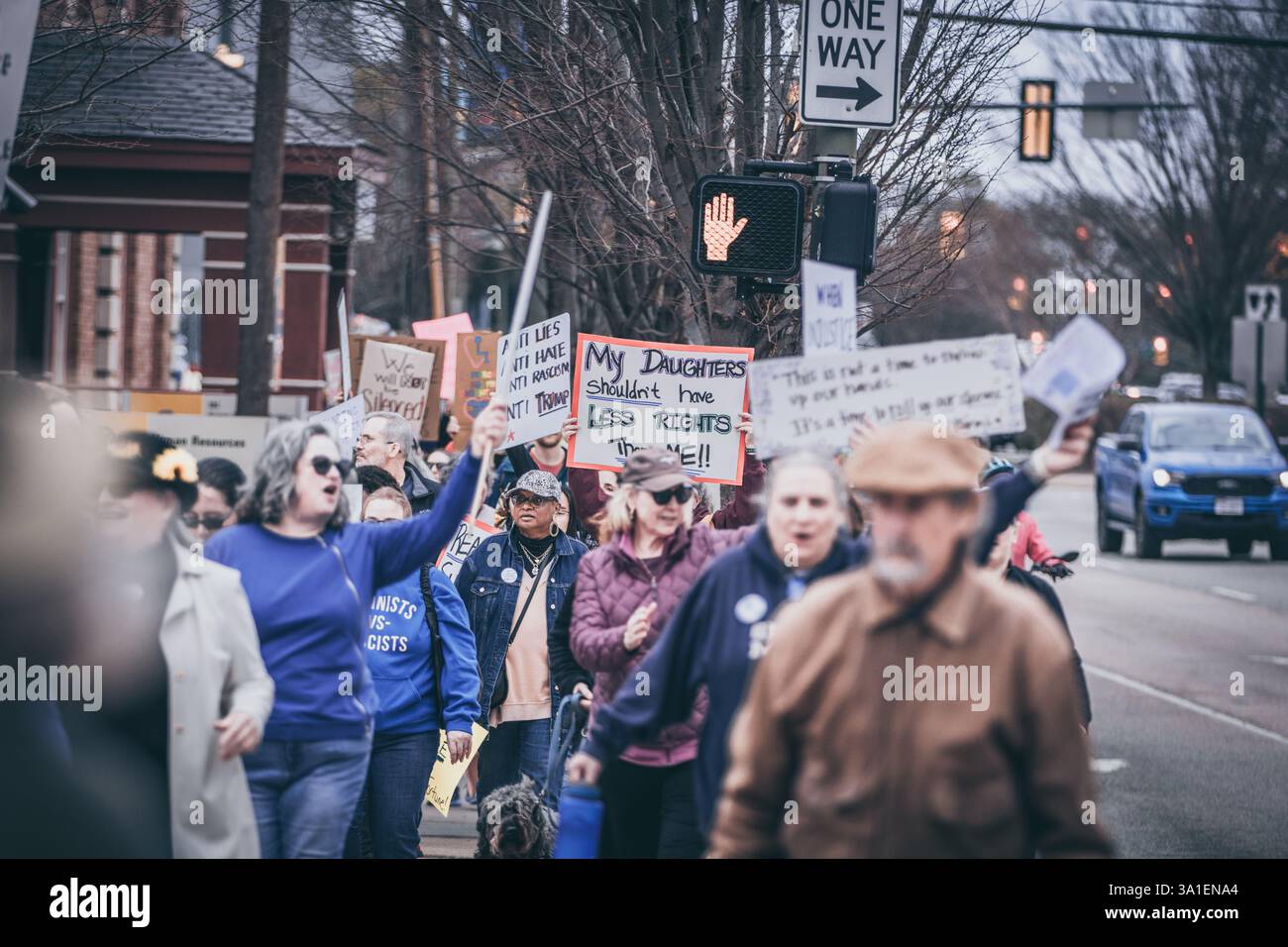 Richmond VA, USA, 8th Mar 2025, Protesters march through the streets of ...