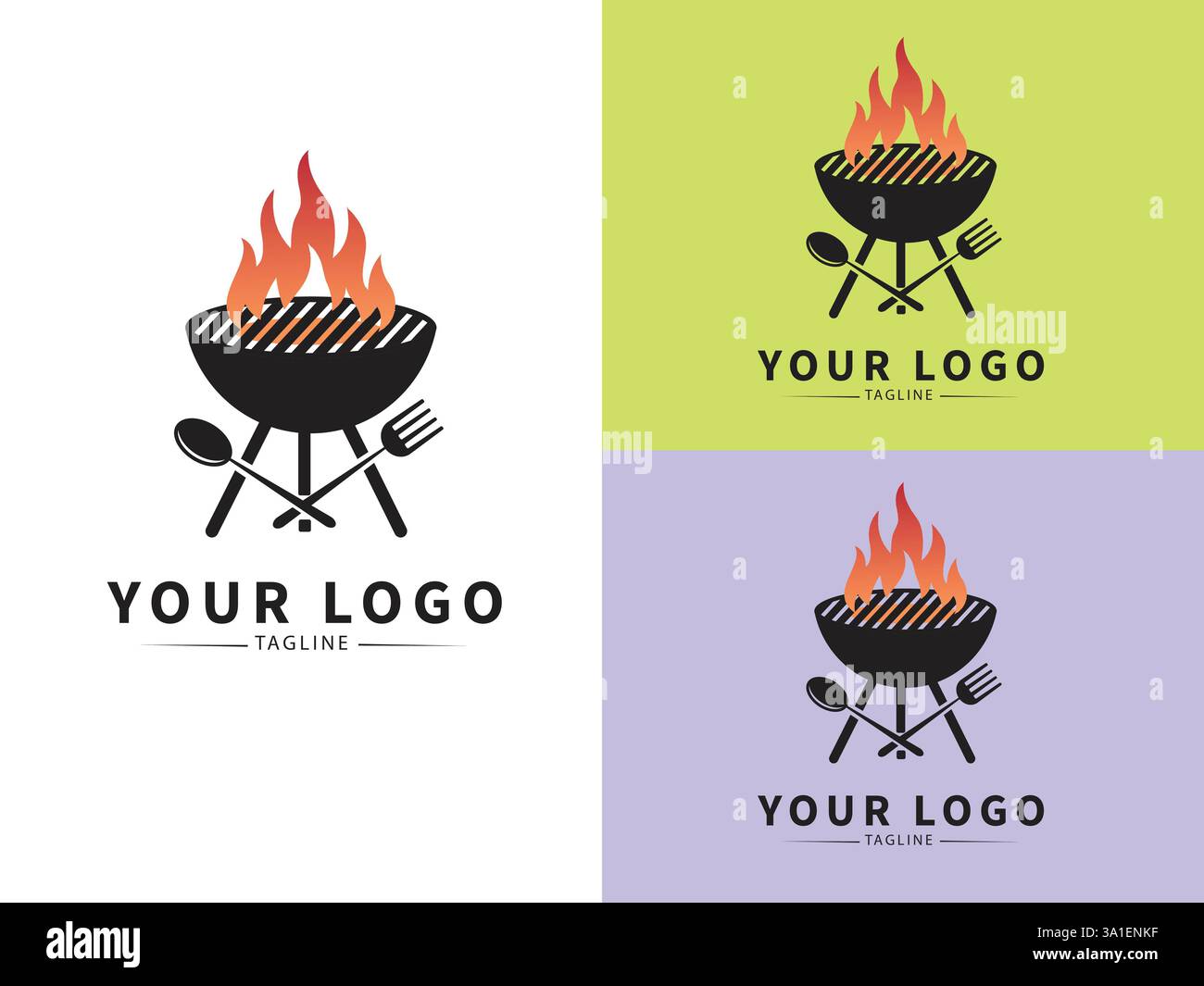 Grill Logo Design: A versatile and minimalist logo design featuring a ...