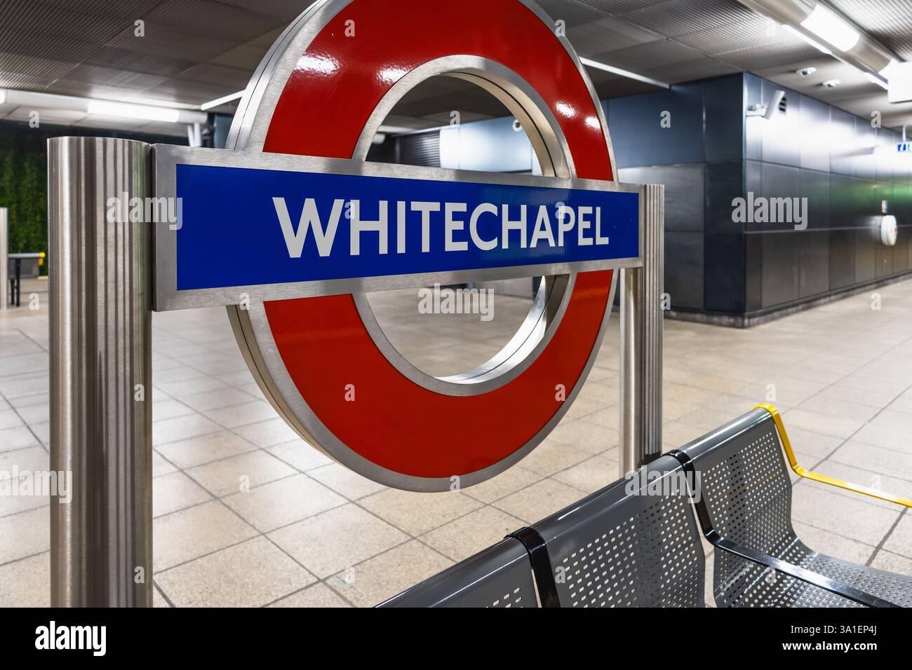 Whitechapel Station Sign. Iconic London Underground Red Tube Sign Stock ...