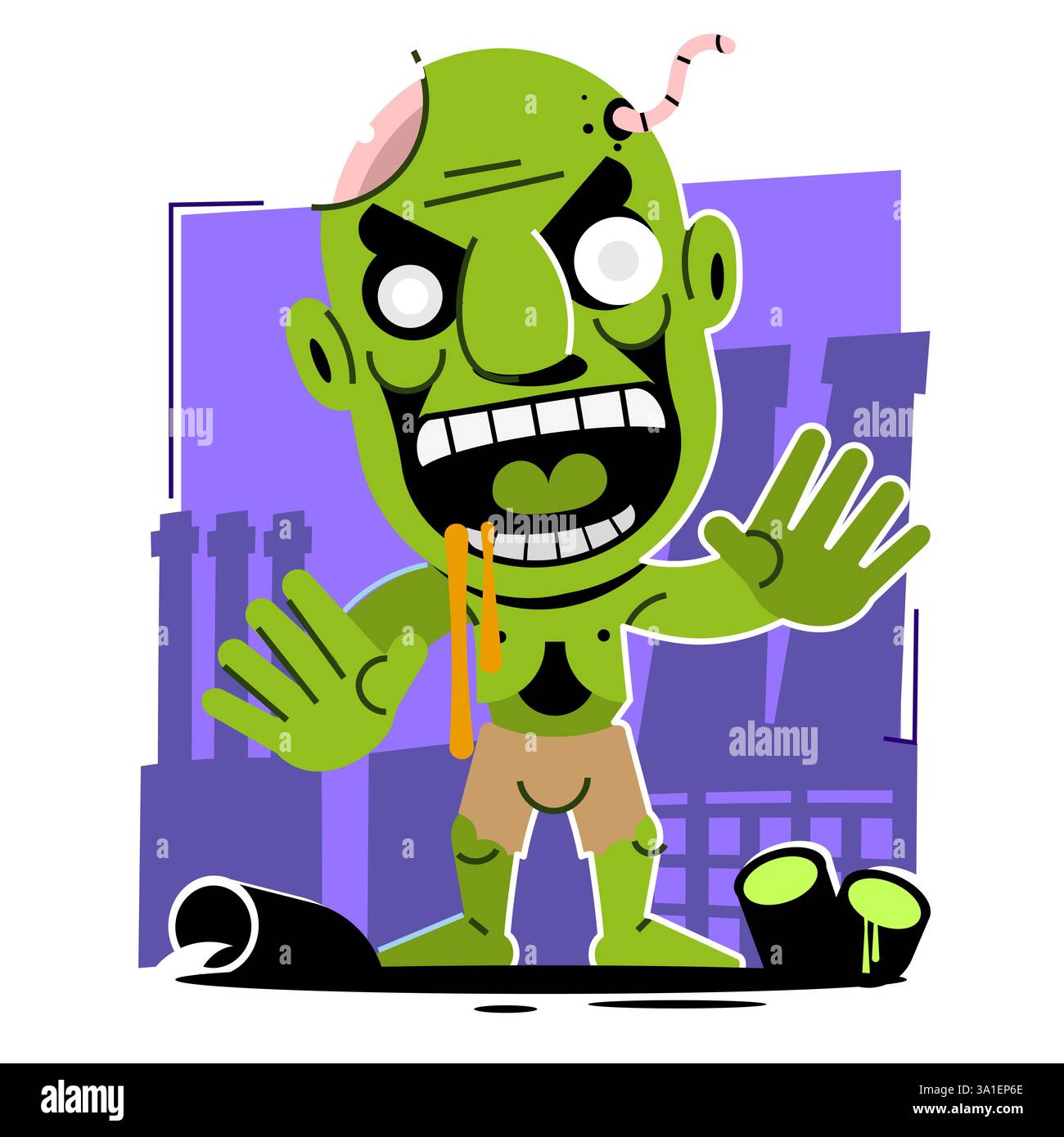 Cartoon zomby. Design for print, sticker, party decoration, logo ...