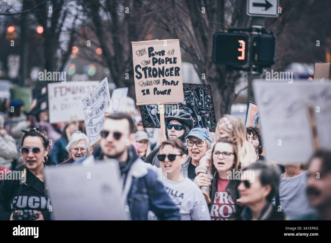 Richmond VA, USA, 8th Mar 2025, Protesters march through the streets of ...