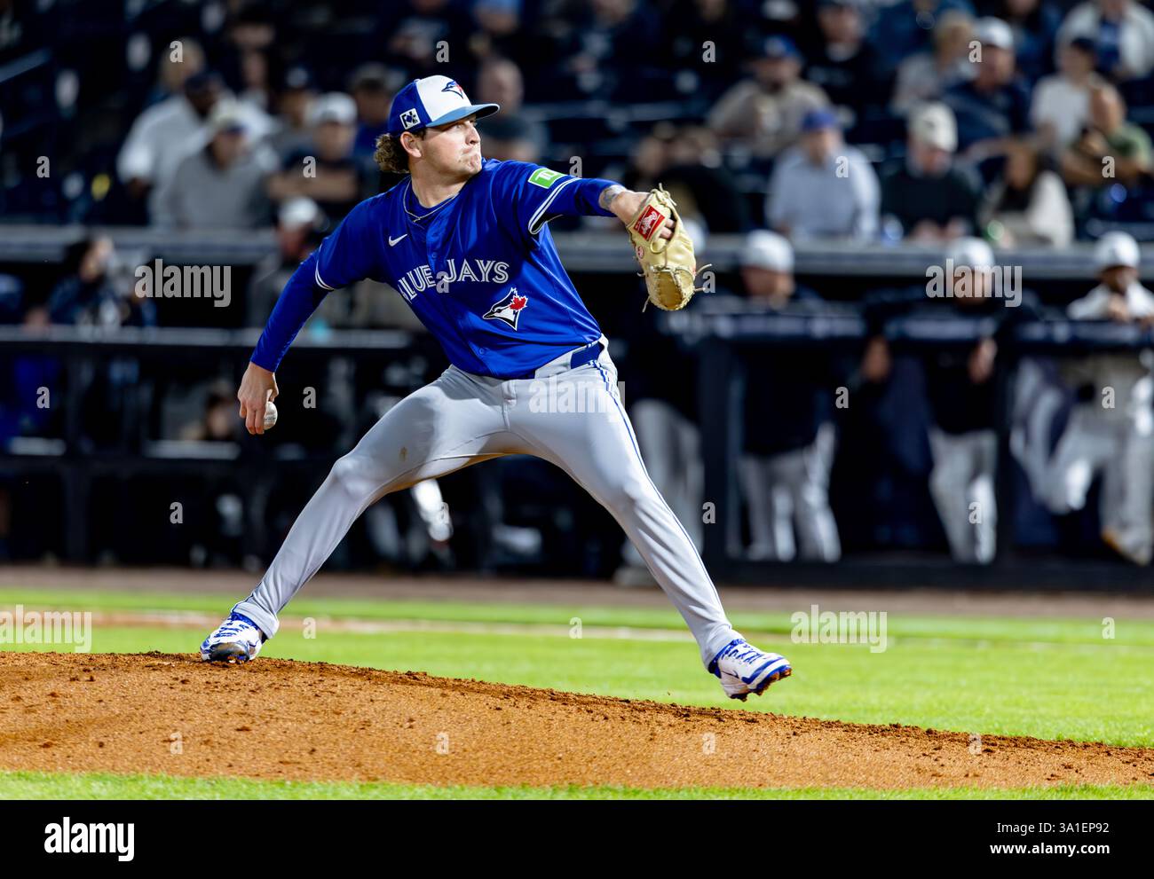 Tampa, USA. 28th Feb, 2025. Toronto Blue Jays pitcher Hayden Juenger on ...