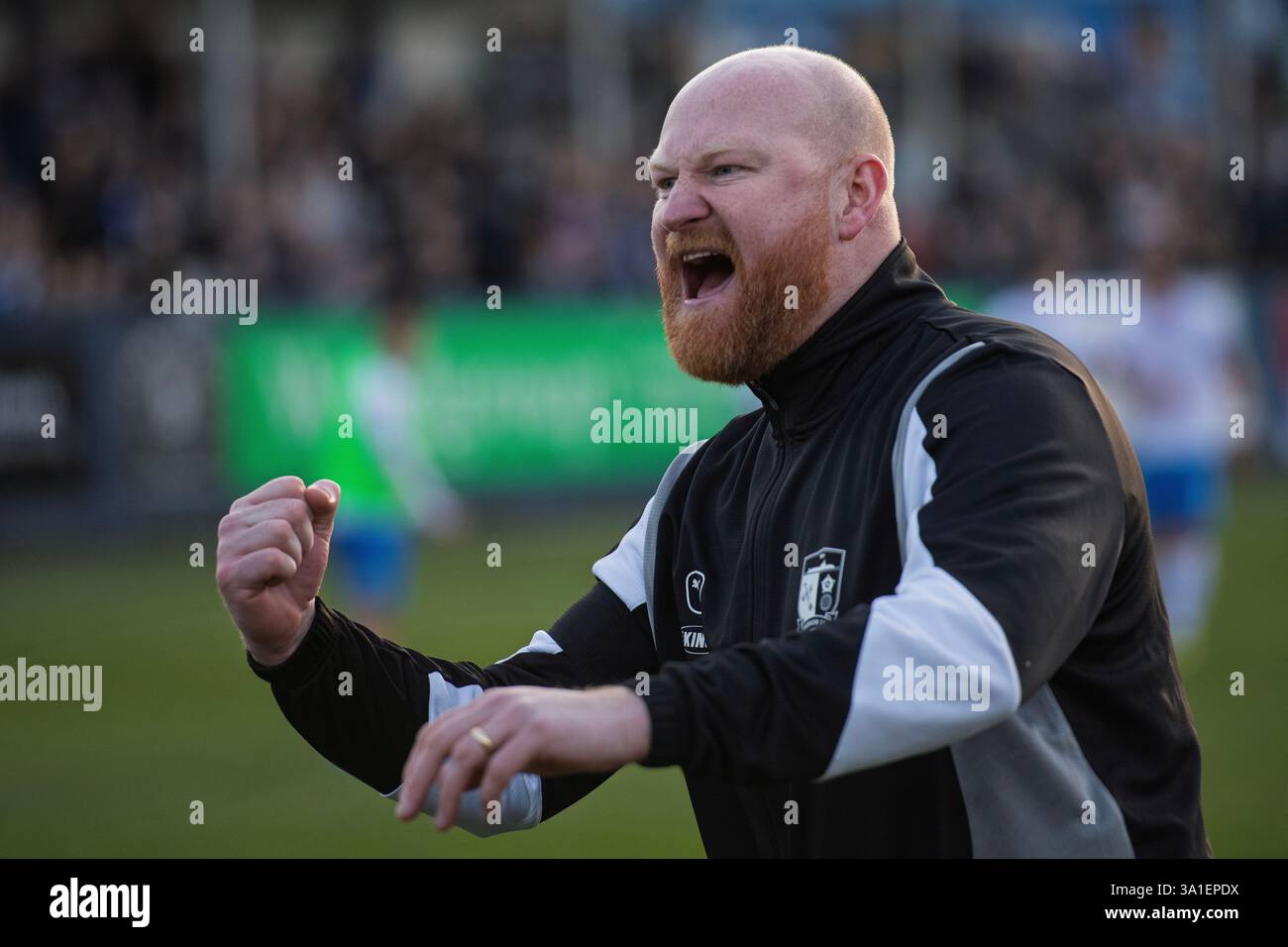 Barrow manager Andy Whing celebrates after their 2-0 win in the Sky Bet ...