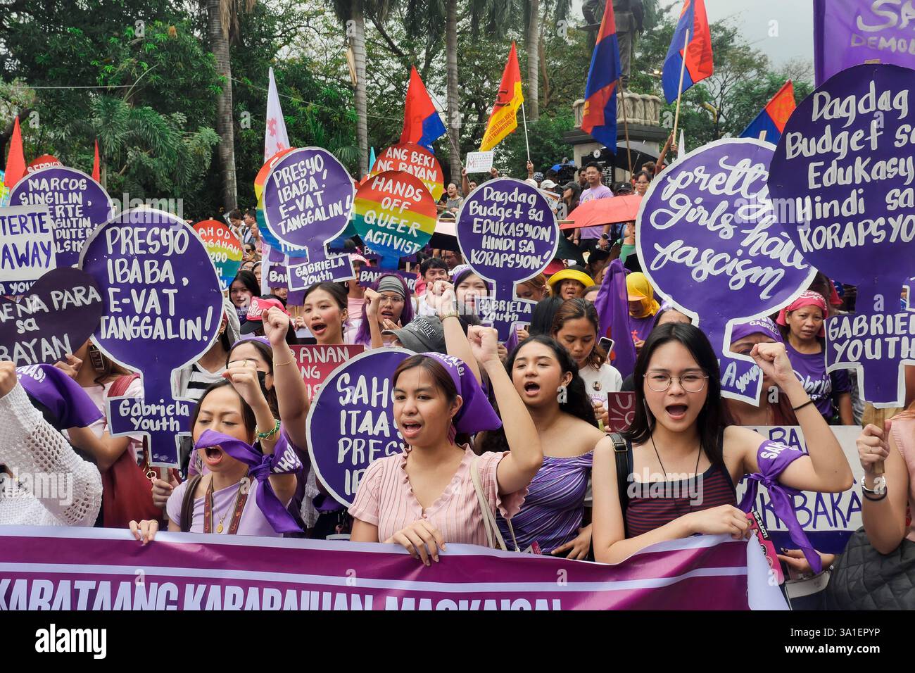 International women s day rally in the Philippines Women take part in ...
