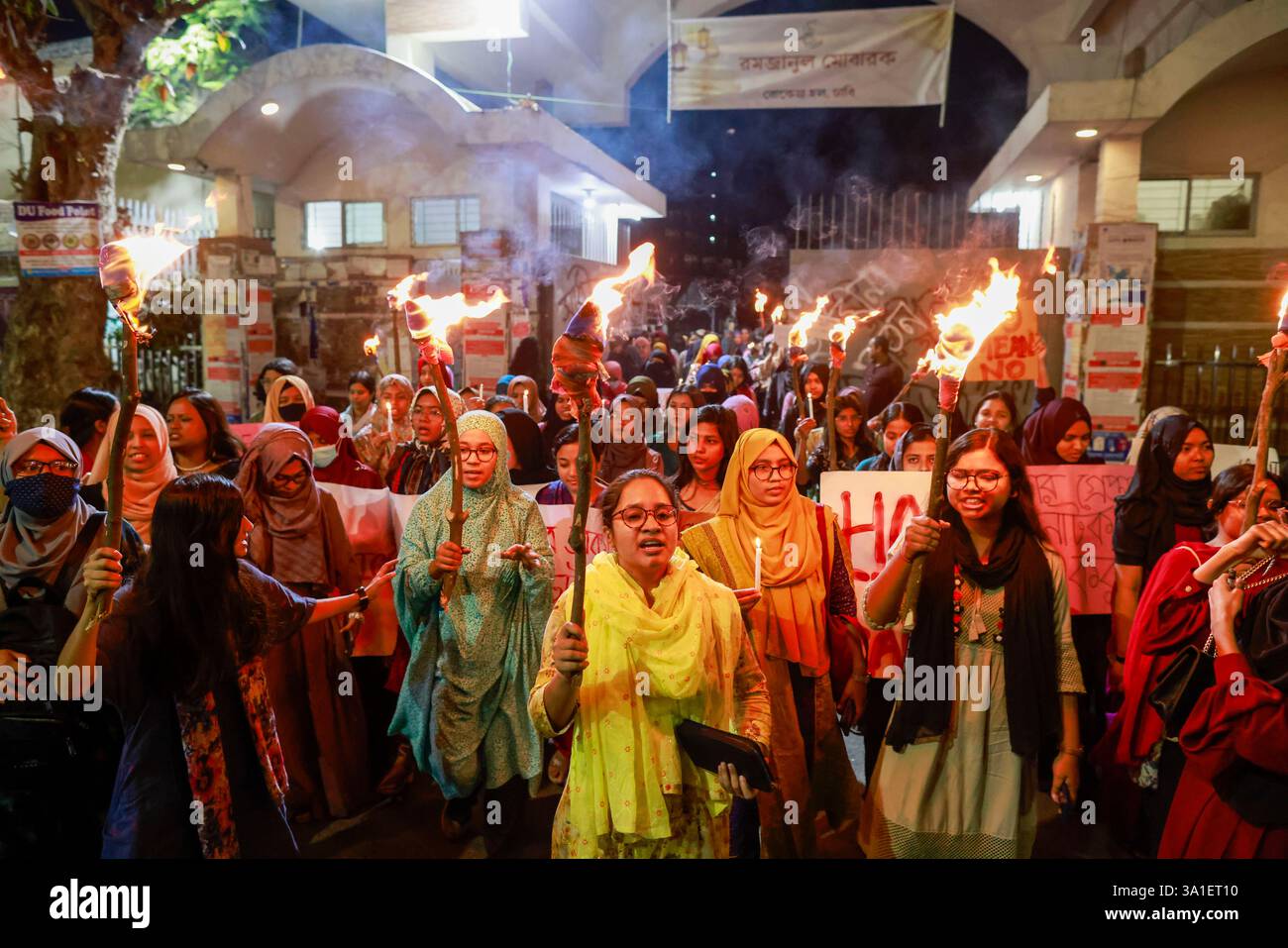 March 8, 2025, Dhaka, Bangladesh: Students at Dhaka University's Rokeya ...