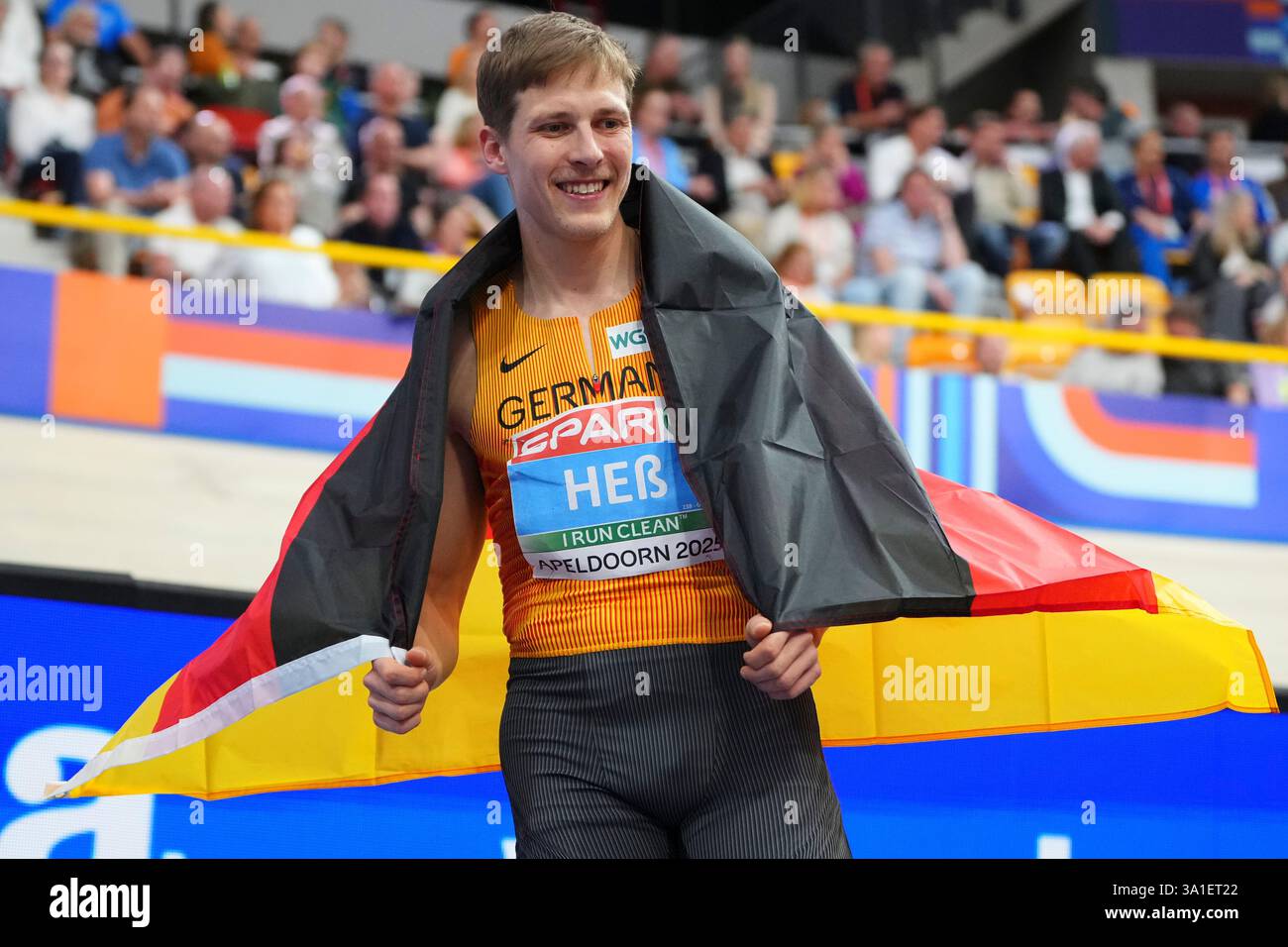 Germany's Max Hess reatcs after winning second place in the tripple ...