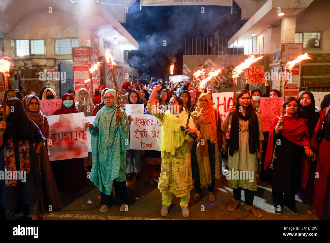 March 8, 2025, Dhaka, Bangladesh: Students at Dhaka University's Rokeya ...