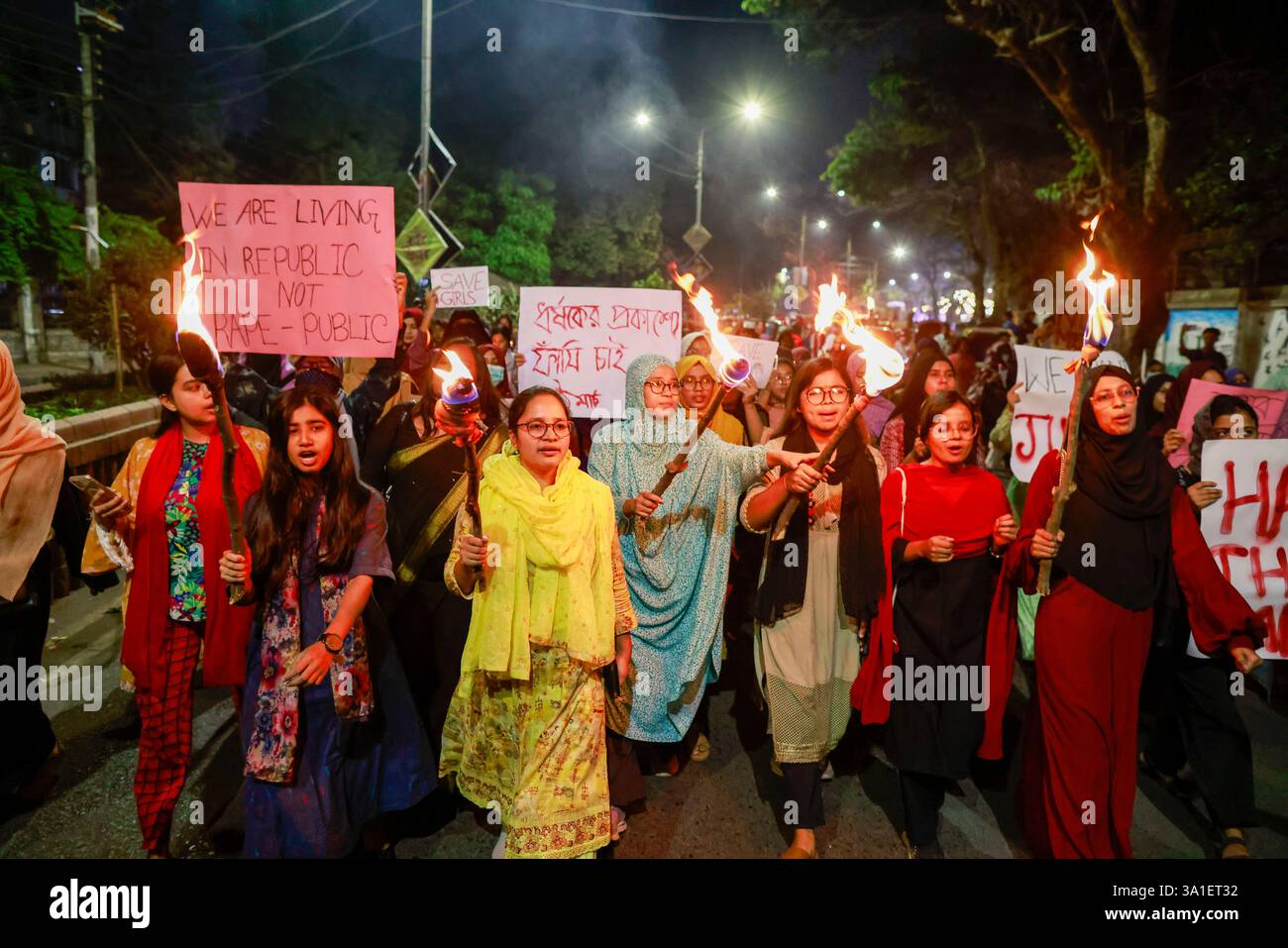 March 8, 2025, Dhaka, Bangladesh: Students at Dhaka University's Rokeya ...