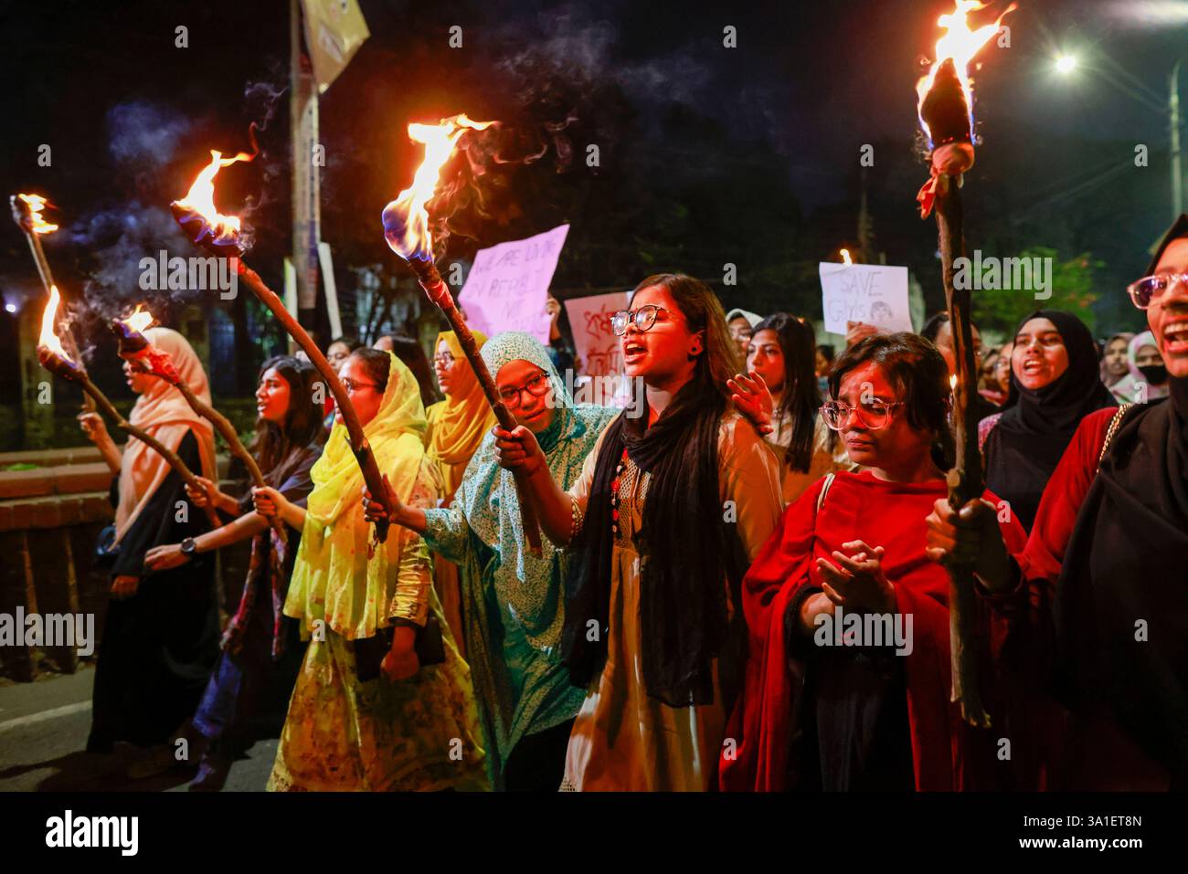 Dhaka, Bangladesh. 8th Mar, 2025. Students at Dhaka University's Rokeya ...