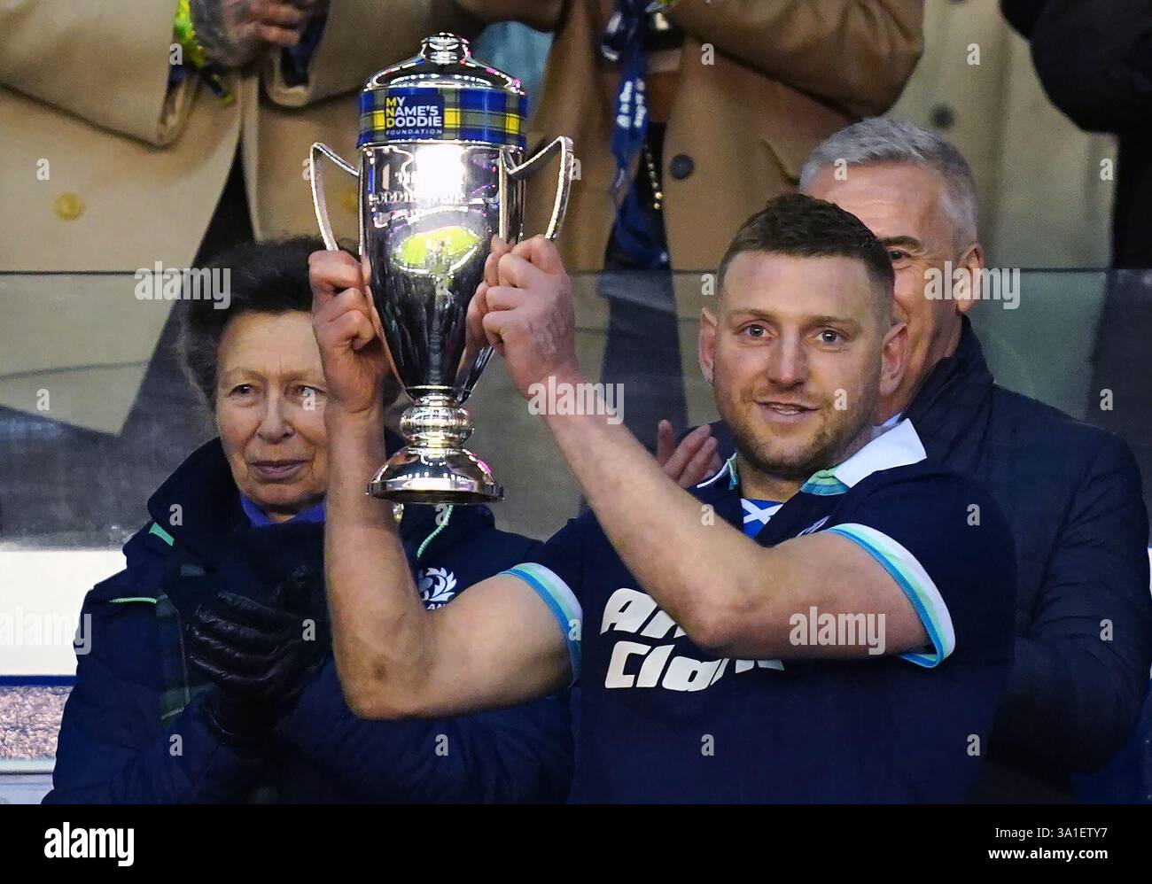 Scotland's Finn Russell with the Doddie Weir Cup following the Guinness ...