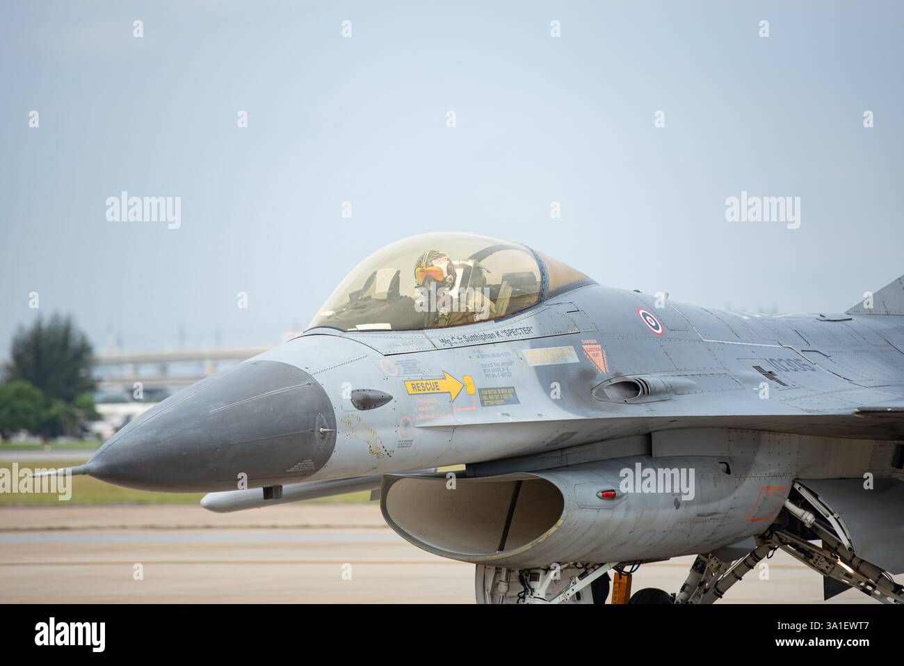 F-16 of The Royal Thai Air Force (RTAF), performs in the sky to the 88th anniversary of The ...