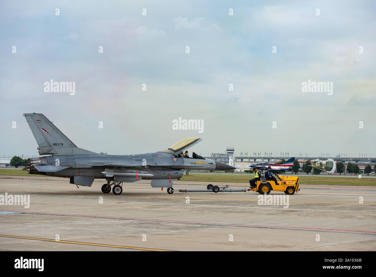 F-16 of The Royal Thai Air Force (RTAF), performs in the sky to the ...