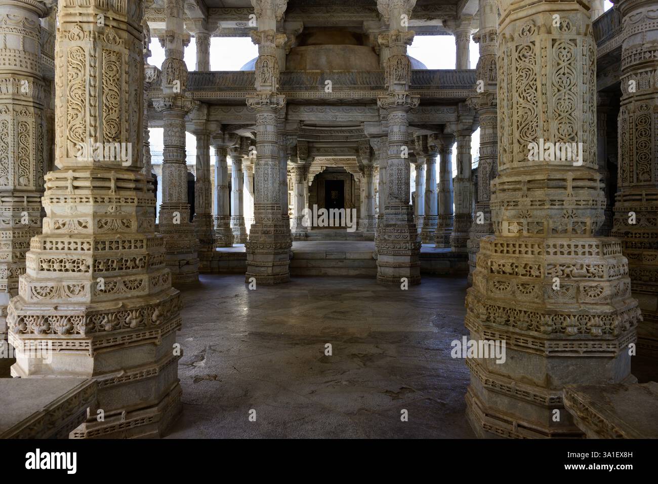 Ranakpur Adinath Jain Temple Interior with Intricate Carved Columns in ...