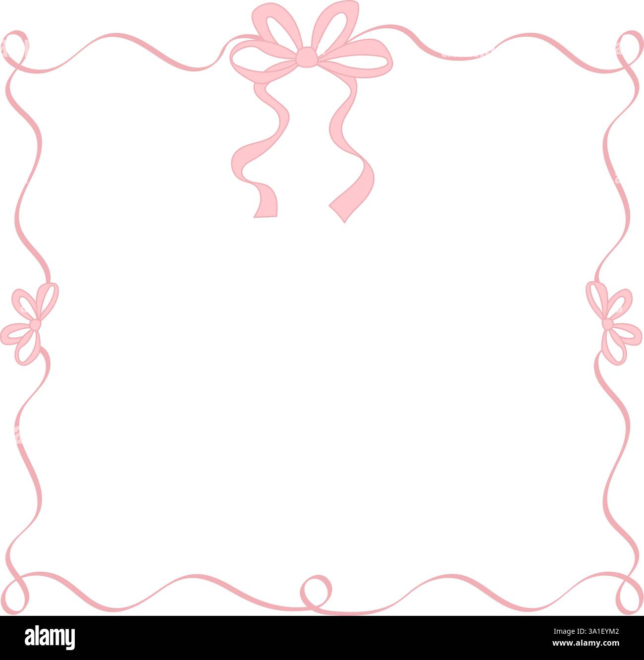 Vintage Coquette Pink Frame with Bows Ribbons. Romantic aesthetic Girly ...