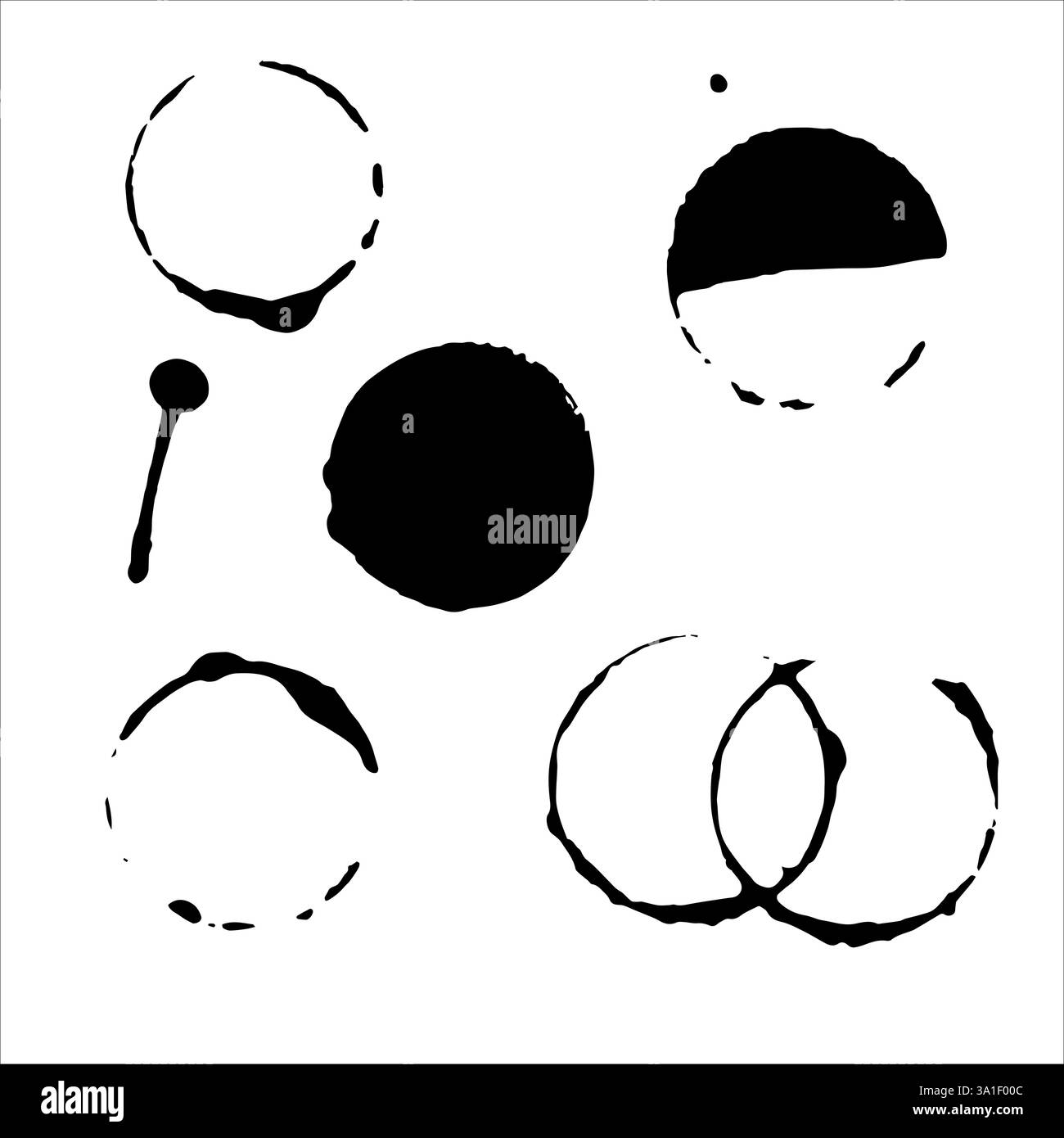 Set of round paint prints. Vector illustration of round ink strokes ...