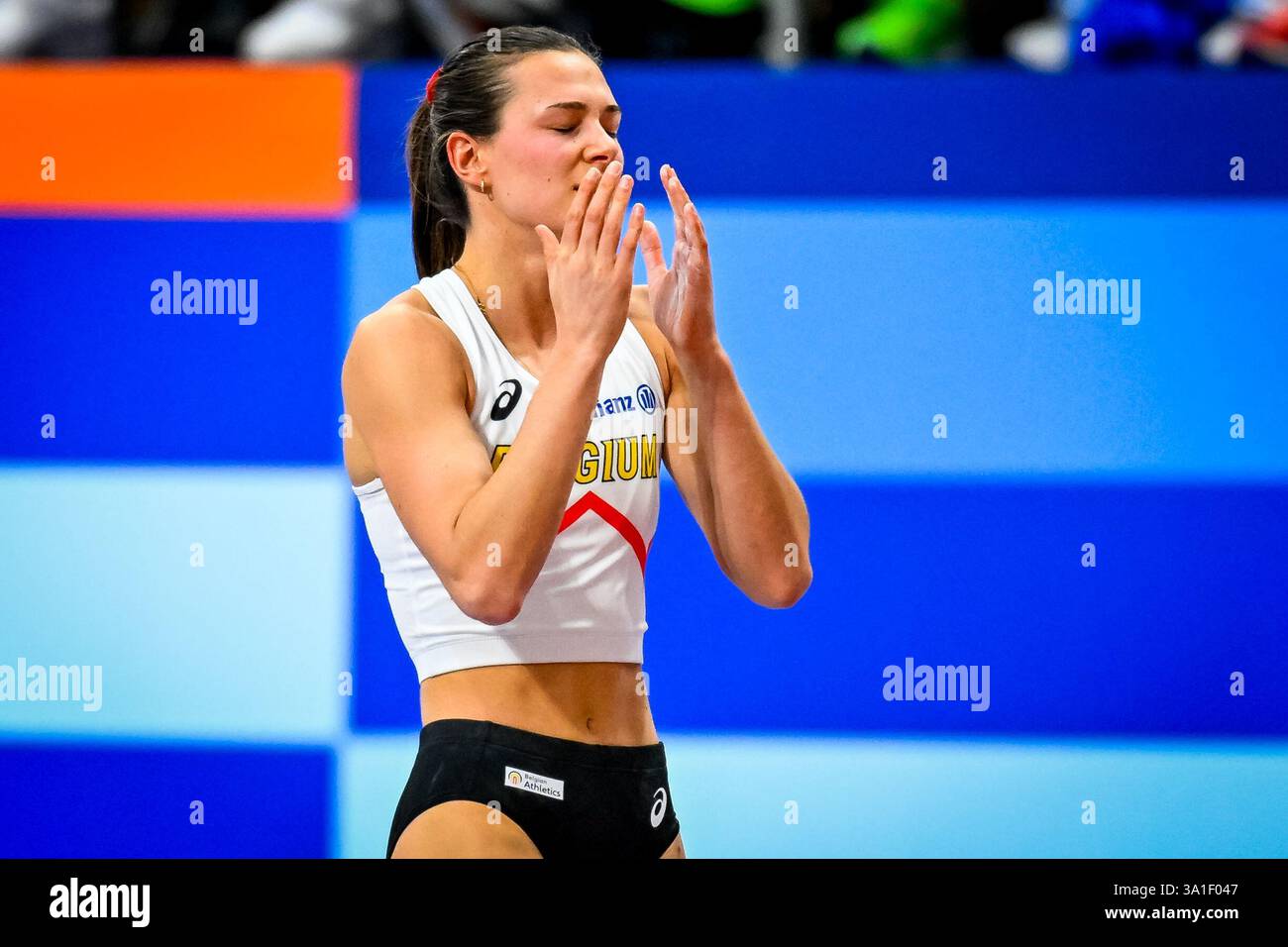 Belgian Elien Vekemans looks dejected after the European Athletics ...