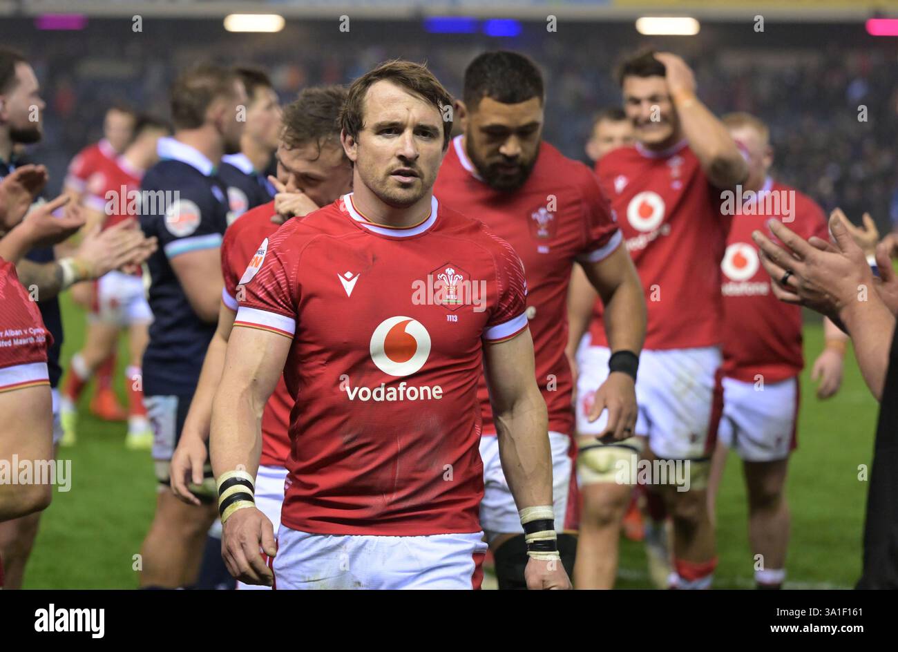 Edinburgh, Scotland, 8th March 2025. Rhodri Williams of Wales walks off ...