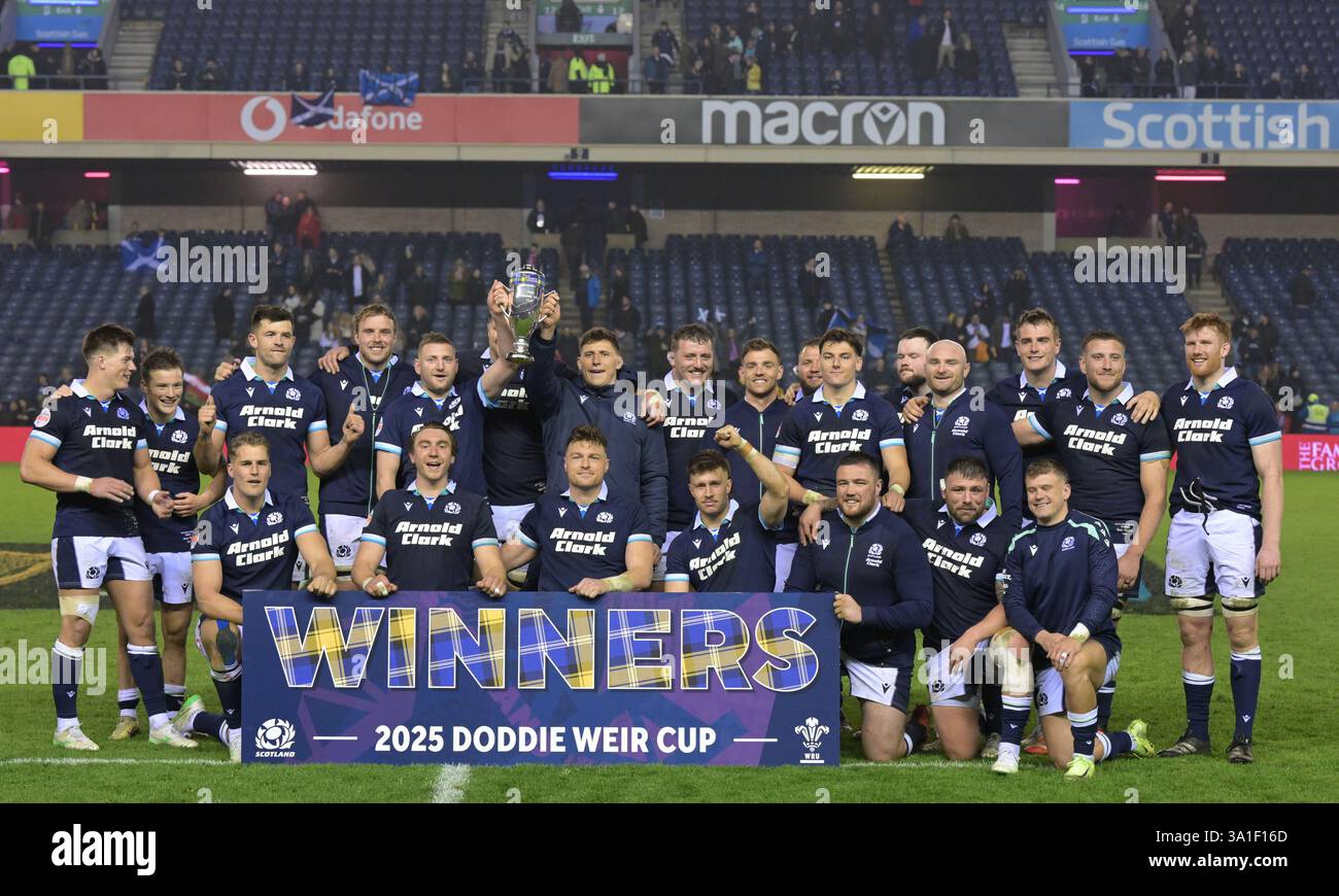 Edinburgh, Scotland, 8th March 2025. The Scotland Team with the Doddie ...