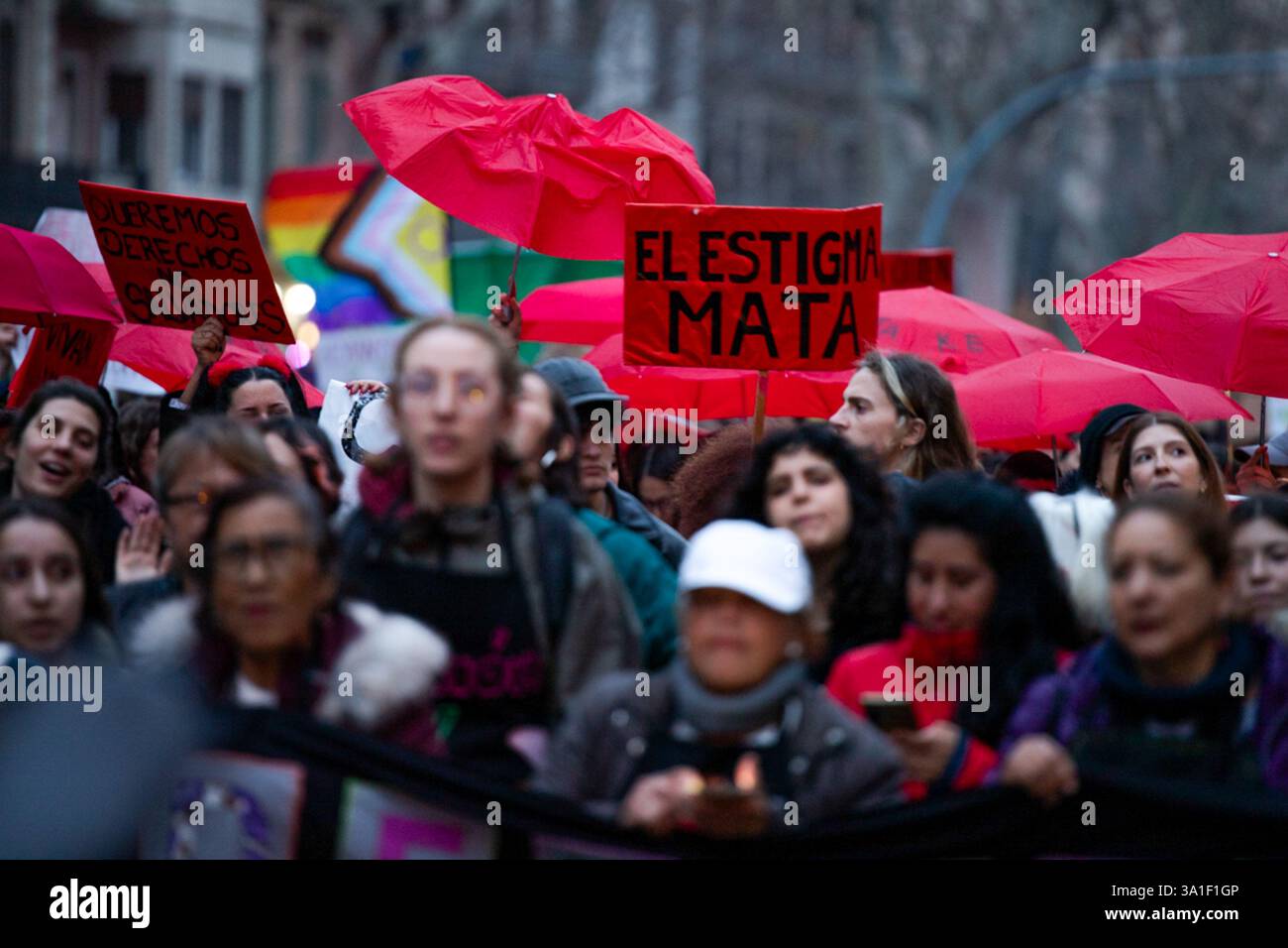 Barcelona, Spain. 08th Mar, 2025. Women take part during the International Womans day ...