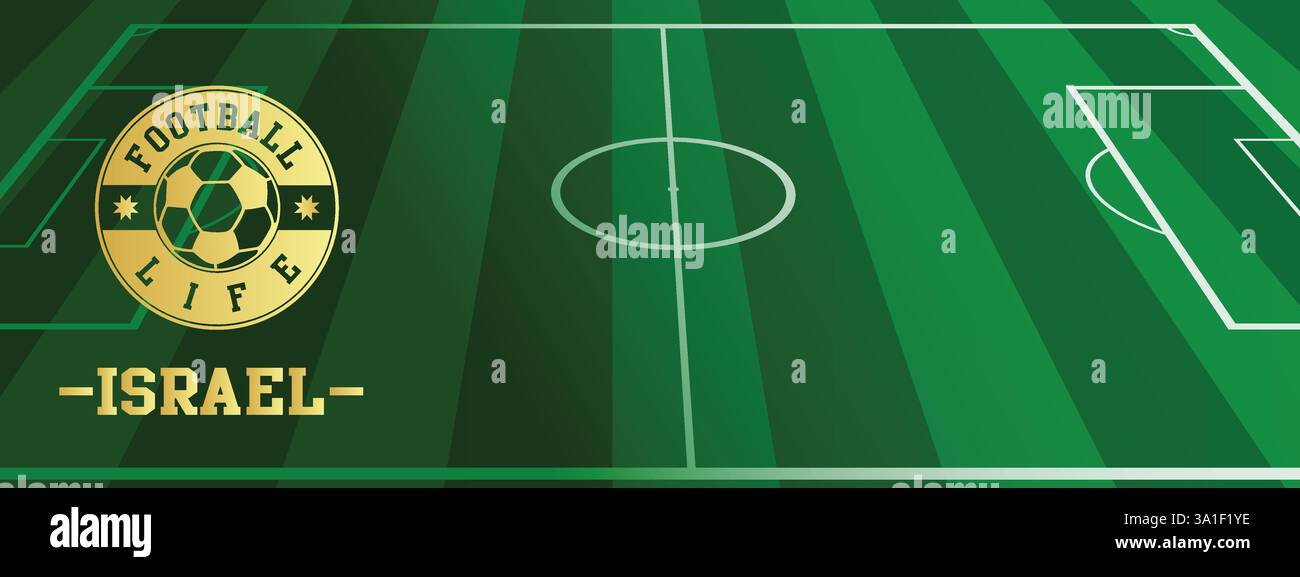 Israel Concept for Football Life Gold Stamp with Soccer Green Field ...