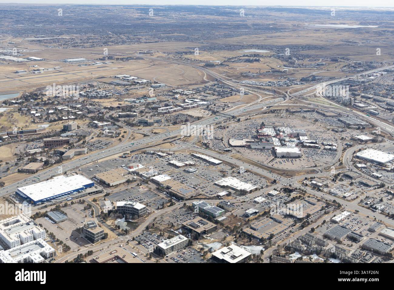 Aerial view of large retail shopping area near Denver, Colorado, USA ...