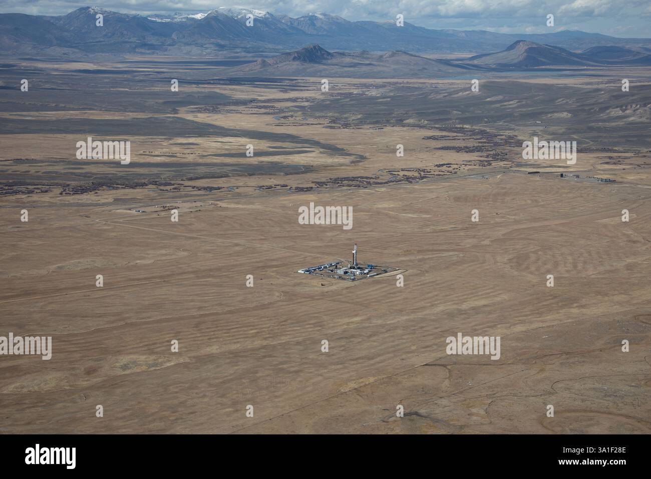 Aerial view of oil drilling site in Jackson County, Colorado, USA Stock ...