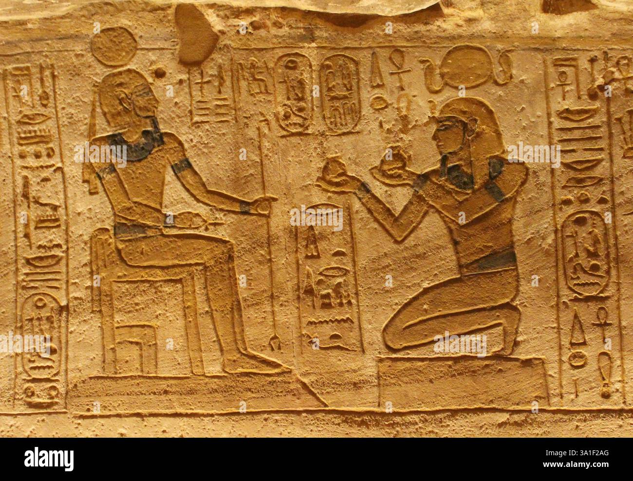 Abou Simbel interior wall cravings in Aswan showing offering rituals ...