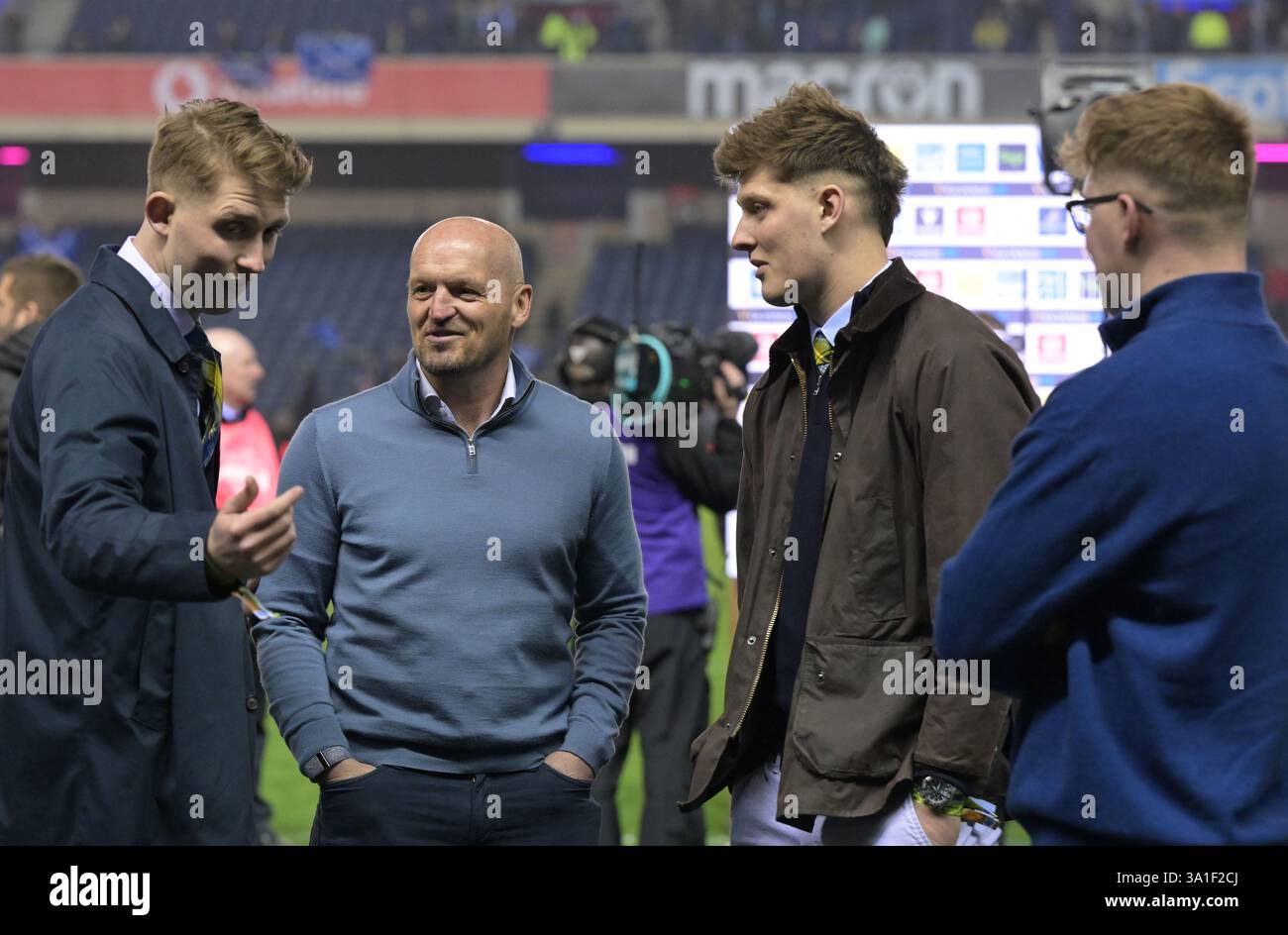 Edinburgh, UK. 8th Mar, 2025. Gregor Townsend with Doddie Weir's three ...