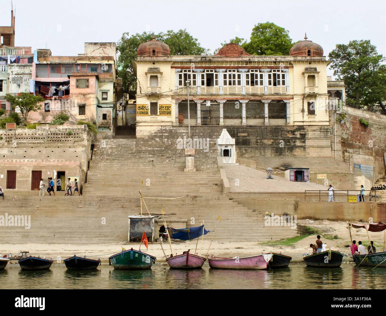 Karnataka Ghat on the Ganges in Varanasi, known for its striking ...