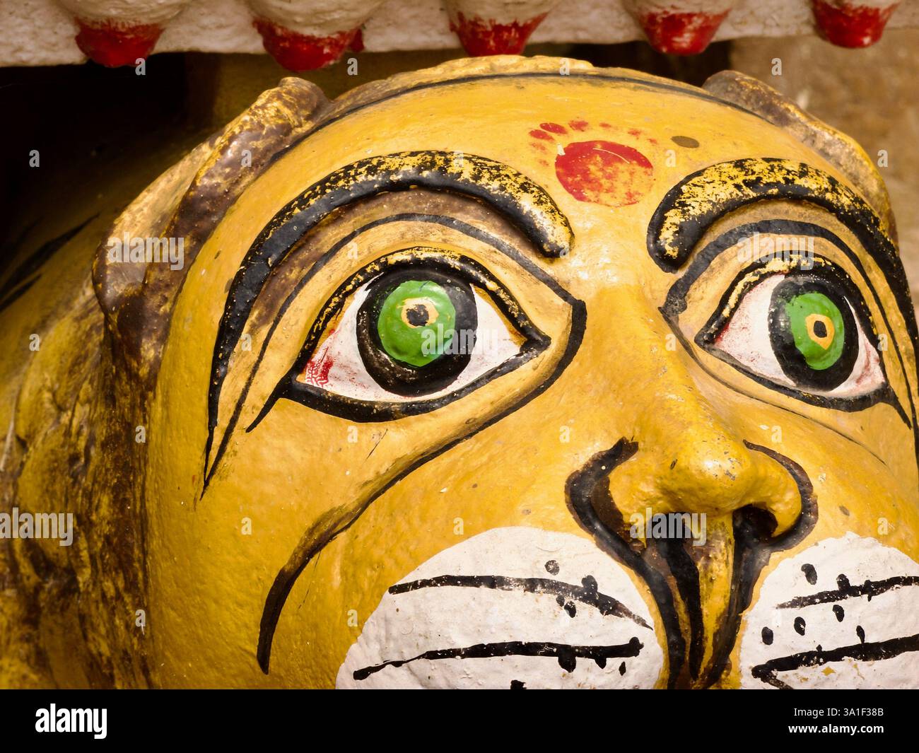 Detail of one of the twin tigers flanking the Durbar Hall entrance of ...
