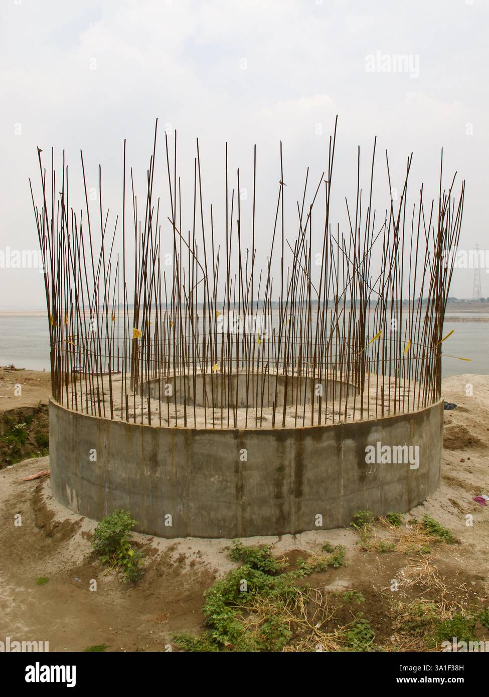 Pillar foundations for the Ramnagar Bridge under construction across ...