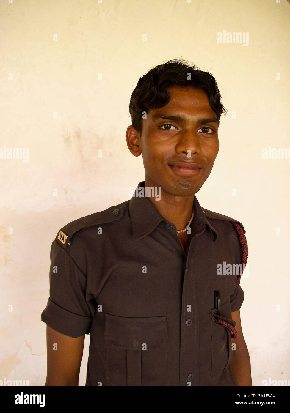 Portrait of a security guard on duty at the Fatehpur Sikri complex ...