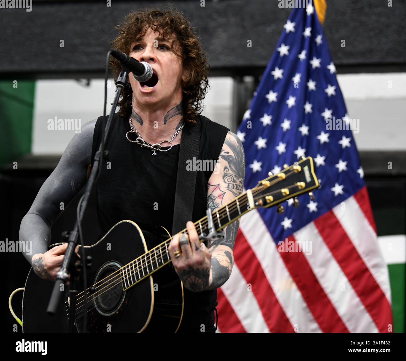March 7, 2025, Somers, Wisconsin, USA: LAURA JANE GRACE warms up the ...