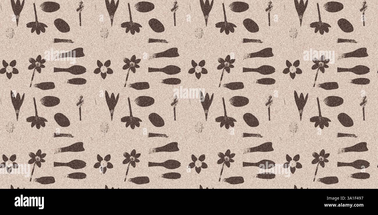 Mocha brown linen floral patterns seamless patterns border design ...