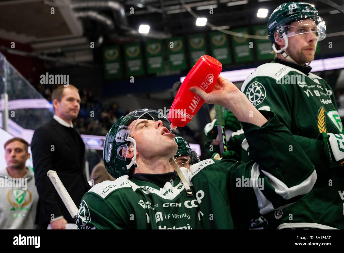 Karlstad, Sverige. 08th Mar, 2025. 250308 Färjestads Viktor Lodin under ishockeymatchen i SHL ...