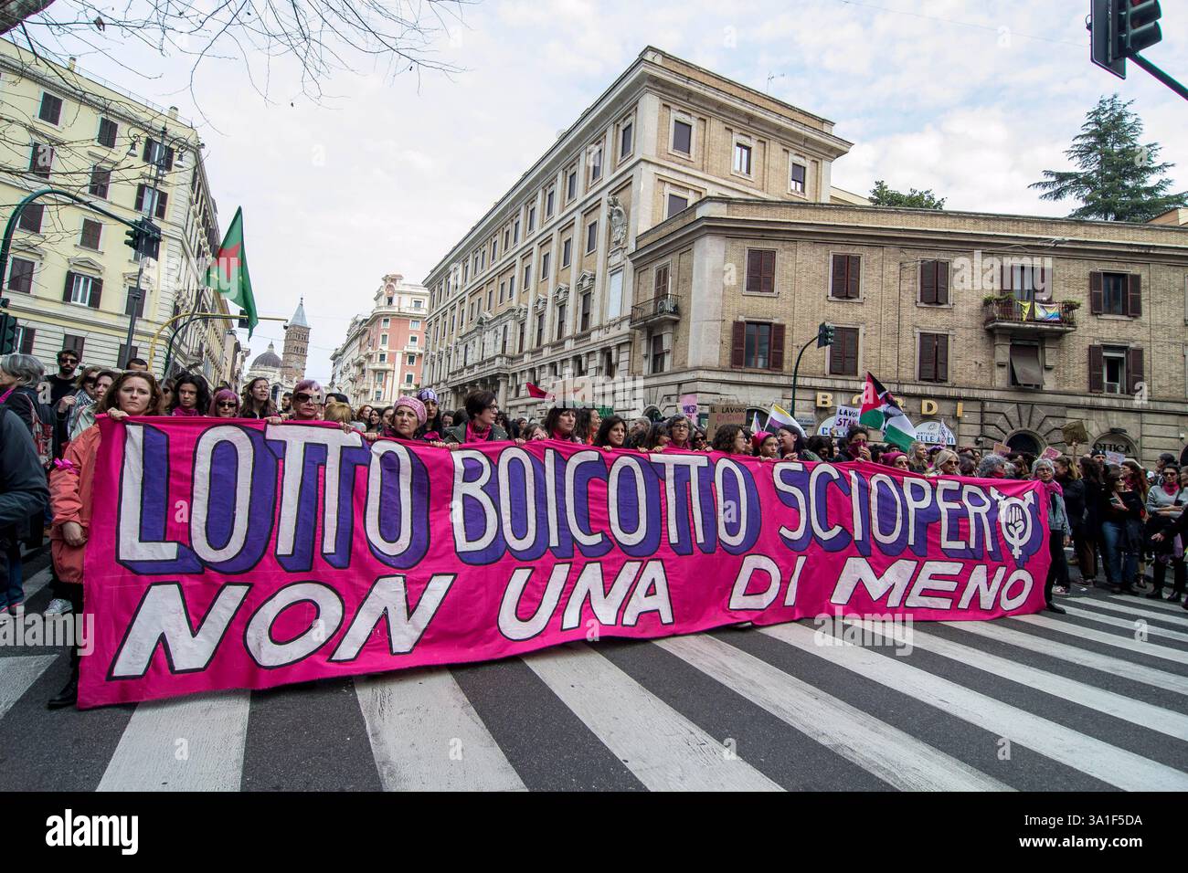 Rome, Italy. 08th Mar, 2025. 'I fight, I boycott, I strike' was the ...